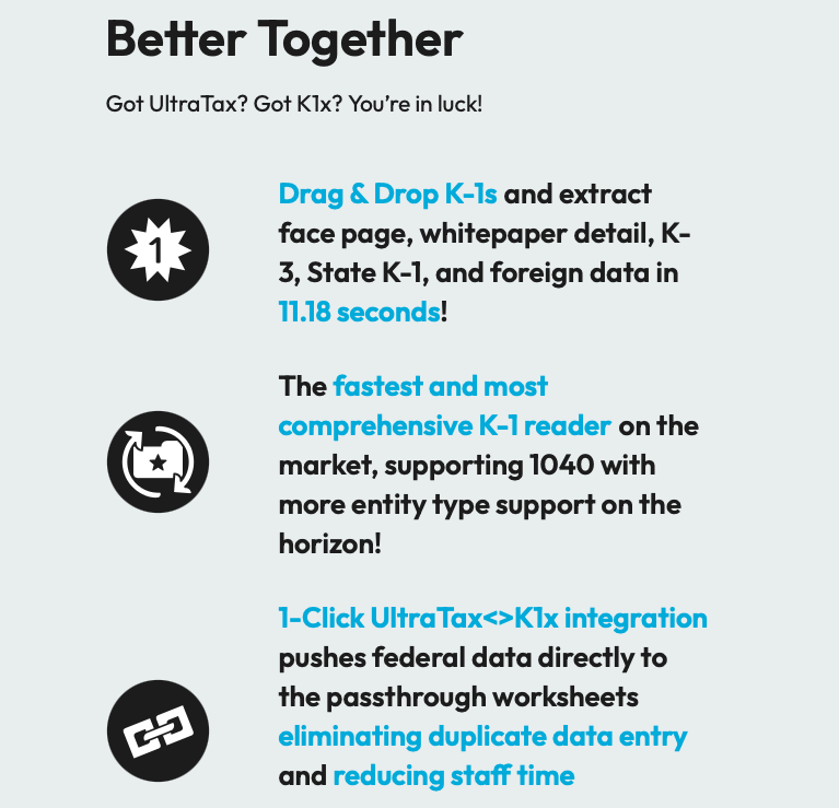 K1x + UltraTax Integration - K1x